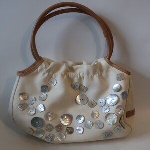 Longchamp | Bags | Authentic Womens Longchamp Cream Tan Canvas Button ...